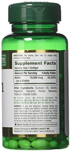 Nature's Bounty Biotin 10,000 mcg, Rapid Release Softgels 120 each