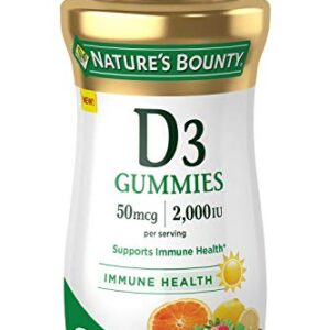 Vitamin D3 Gummies by Nature's Bounty, Vitamin Supplement, Supports Immune Health, 50mcg, 2000IU, Mixed Fruit Flavor, 90 Gummies