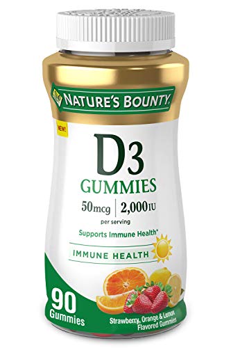 Vitamin D3 Gummies by Nature's Bounty, Vitamin Supplement, Supports Immune Health, 50mcg, 2000IU, Mixed Fruit Flavor, 90 Gummies