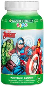 nature’s bounty marvel® avengers kids gummy multivitamin, natural grape, orange & cherry flavored, supports immune health & more, 180 gummies