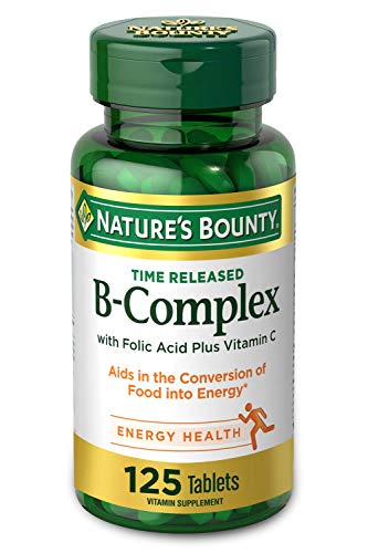 Nature's Bounty Vitamin B-Complex, Time Released Supplement with Folic Acid Plus Vitamin C, Supports Energy Metabolism and Nervous System Health, 125 Count