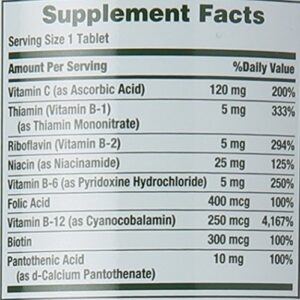 Nature's Bounty Vitamin B-Complex, Time Released Supplement with Folic Acid Plus Vitamin C, Supports Energy Metabolism and Nervous System Health, 125 Count