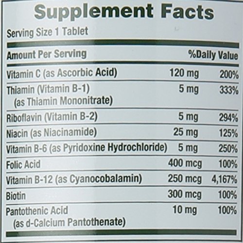 Nature's Bounty Vitamin B-Complex, Time Released Supplement with Folic Acid Plus Vitamin C, Supports Energy Metabolism and Nervous System Health, 125 Count