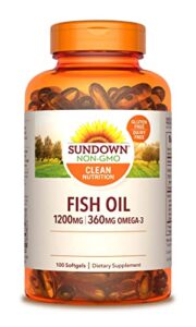 sundown fish oil extra strength 1200 mg, 100 softgels (packaging may vary)