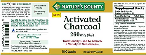 Nature's Bounty Activated Charcoal 260 mg, 100 Capsules, Dietary Supplement to Support a Healthy Lifestyle