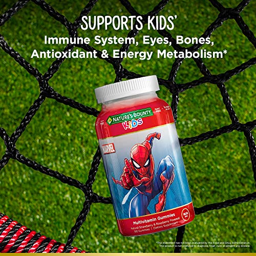 Nature's Bounty Marvel’s Spider-Man Kids Multi Vitamin Gummy, Natural Strawberry and Raspberry Flavored Multi Vitamin, 180 Gummies