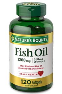 fish oil by nature’s bounty, dietary supplement, omega 3, supports heart health, 1200 mg, 120 rapid release softgels