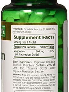 Nature's Bounty Magnesium 500 mg Tablets 100 ea (Pack of 2)