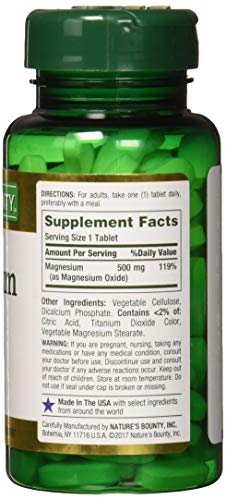 Nature's Bounty Magnesium 500 mg Tablets 100 ea (Pack of 2)