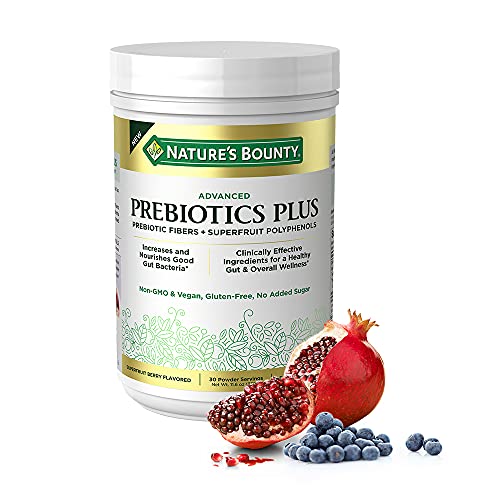 Nature's Bounty Advanced Prebiotics Plus Powder with Fibers and Polyphenols with Jerusalem Artichoke Extract, Oat Beta Glucan and Superfruit Extracts, 11.6 Oz