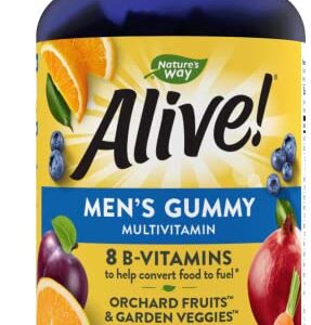 Nature’s Way Alive! Men’s Gummy Multivitamins, High Potency Formula, Supports Whole Body Wellness*, Fruit Flavored, 60 Gummies