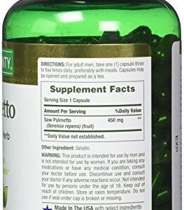 Nature's Bounty Saw Palmetto 450 mg Capsules 250 ea