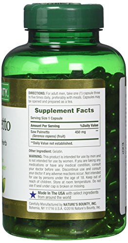 Nature's Bounty Saw Palmetto 450 mg Capsules 250 ea