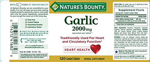 Nature's Bounty Odor Free Garlic 2000 mg, 120 Count