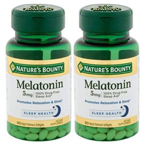 nature’s bounty melatonin 5 mg dietary supplement softgels, twin pack 60 ea