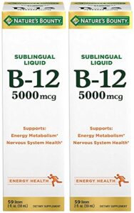 nature’s bounty b-12 5000 mcg sublingual liquid energy health, 2 fl oz (2 bottles)