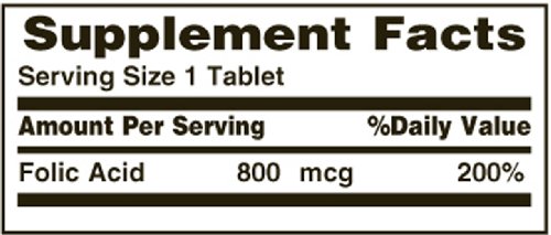 Nature's Bounty Folic Acid 800 mcg Tablets Maximum Strength 250 Count (Pack of 6)