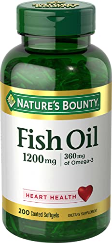 Nature’s Bounty Fish Oil, 1200mg, 360mg of Omega-3, 200 Coated Softgels