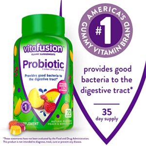 Vitafusion Probiotic Gummy Supplements, Raspberry, Peach and Mango Flavored Probiotic Nutritional Supplements, 70 Count