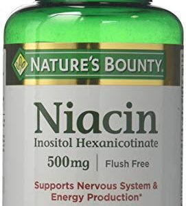 Nature's Bounty Flush Free Niacin 500 Mg, 240 Capsules (2 X 120 Count Bottles)