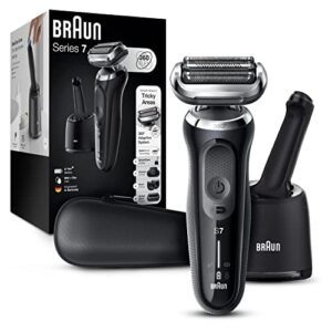 braun electric razor for men, series 7 7085cc 360 flex head electric shaver with beard trimmer, rechargeable, wet & dry, 4in1 smartcare center and travel case