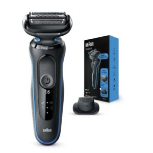 braun electric razor for men, series 5 5018s electric foil shaver with precision beard trimmer, rechargeable, wet & dry with easyclean