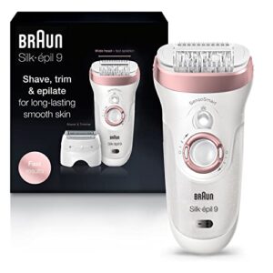 braun epilator silk-épil 9 9-720, hair removal for women, wet & dry, womens shaver & trimmer, cordless, rechargeable