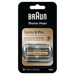 braun electric shaver head replacement part 94m silver, compatible with series 9 pro and series 9 electric razors for men