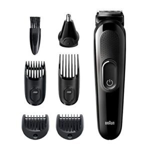 braun hair clippers for men mgk3220, 6-in-1 beard trimmer, ear and nose trimmer, mens grooming kit, cordless & rechargeable