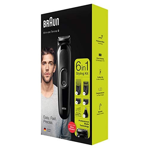 Braun Hair Clippers for Men MGK3220, 6-in-1 Beard Trimmer, Ear and Nose Trimmer, Mens Grooming Kit, Cordless & Rechargeable