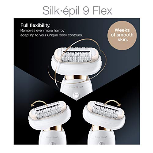 Braun Epilator Silk-épil 9 Flex 9-300 Beauty Set, Facial Hair Removal for Women, Shaver & Trimmer, Cordless, Rechargeable, Wet & Dry, FaceSpa