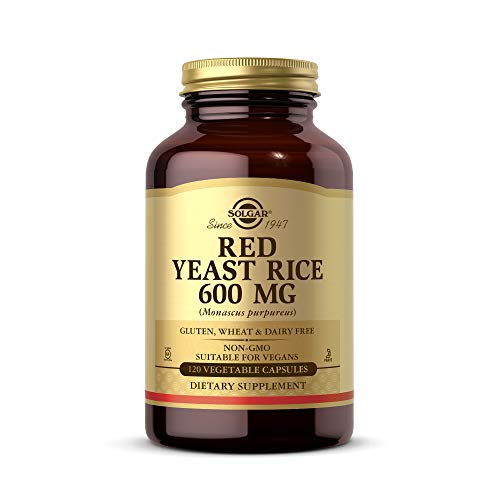 Solgar Red Yeast Rice 600 mg, 120 Vegetable Capsules - Supports Heart Health - Fermented to Increase Bioavailability - Non-GMO, Vegan, Gluten Free, Dairy Free, Kosher - 60 Servings