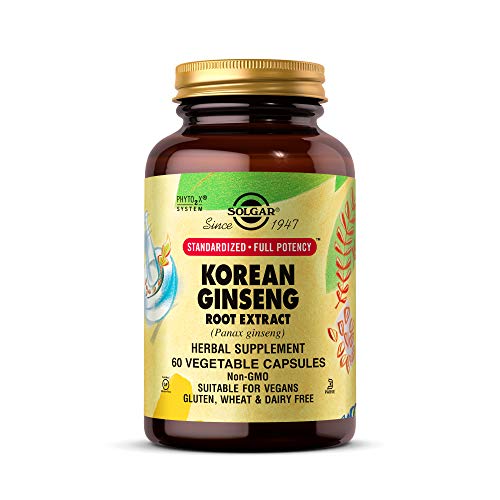 Solgar Korean Ginseng Root Extract, 60 Vegetable Capsules - Immune Support - Standardized, Full Potency (SFP) - Non-GMO, Vegan, Gluten Free, Dairy Free, Kosher - 60 Servings