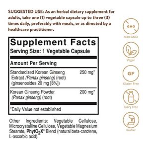 Solgar Korean Ginseng Root Extract, 60 Vegetable Capsules - Immune Support - Standardized, Full Potency (SFP) - Non-GMO, Vegan, Gluten Free, Dairy Free, Kosher - 60 Servings