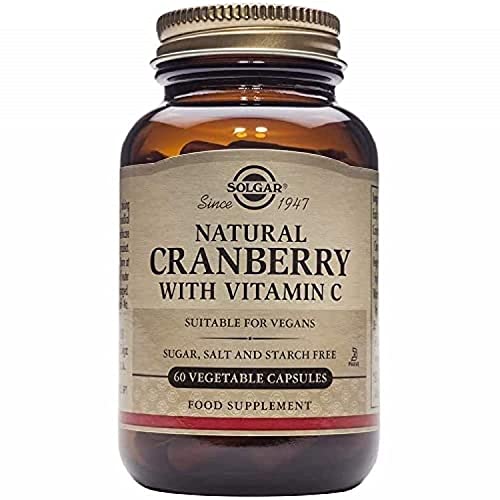 Solgar Natural Cranberry with Vitamin C, 60 Vegetable Capsules - Supports Urinary & Bladder Health - With Vitamin C for Immune Support - Non-GMO, Vegan, Gluten Free, Dairy Free, Kosher - 60 Servings