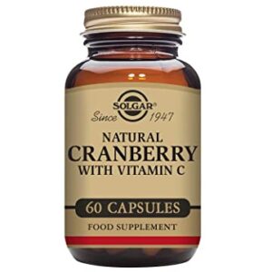 Solgar Natural Cranberry with Vitamin C, 60 Vegetable Capsules - Supports Urinary & Bladder Health - With Vitamin C for Immune Support - Non-GMO, Vegan, Gluten Free, Dairy Free, Kosher - 60 Servings