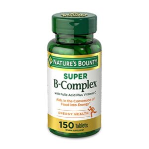 nature’s bounty super b complex with vitamin c & folic acid, immune & energy support, 150 tablets