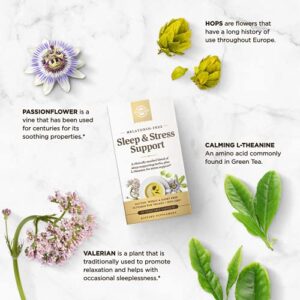 Solgar Sleep & Stress Support, 60 Vegetable Capsules – Melatonin-Free – Helps Relax & Calm You – Fall Asleep Quickly – Improve Sleep Quality – With Valerian, Passionflower & Hops, Non-GMO, 30 servings