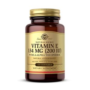 solgar vitamin e 200 iu alpha, 100 softgels – antioxidant, healthy aging, healthy skin, immune system support – natural source vitamin e – gluten free, dairy free – 100 servings