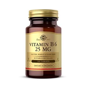 solgar vitamin b6 25 mg, 100 tablets – supports energy metabolism, heart health & healthy nervous system – b complex supplement – vegan, gluten free, dairy free, kosher – 100 servings