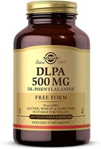 solgar dlpa 500 mg, 100 vegetable capsules – free form dl-phenylalanine – supports central nervous system – vegan, gluten free, dairy free, kosher – 100 servings