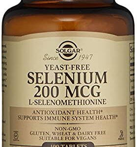 Solgar Yeast-free Selenium 200 Mcg, 100 Tablets - Supports Antioxidant and Immune System 100 Servings, 100 Count (Pack of 12)