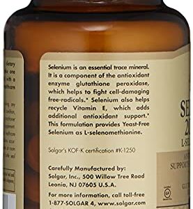 Solgar Yeast-free Selenium 200 Mcg, 100 Tablets - Supports Antioxidant and Immune System 100 Servings, 100 Count (Pack of 12)