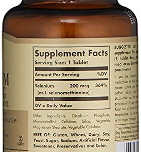 Solgar Yeast-free Selenium 200 Mcg, 100 Tablets - Supports Antioxidant and Immune System 100 Servings, 100 Count (Pack of 12)