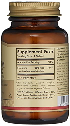 Solgar Yeast-free Selenium 200 Mcg, 100 Tablets - Supports Antioxidant and Immune System 100 Servings, 100 Count (Pack of 12)