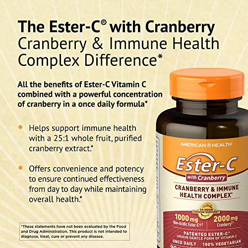 American Health Ester-C Cranberry, Cranberry & Immune Health Complex, 90 Tablets