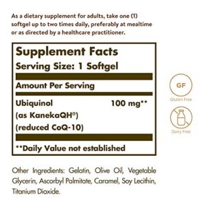 Solgar Ubiquinol 100mg (Reduced CoQ-10), 50 Softgels - 2 Pack - Advanced Antioxidant Support, Heart Health, Overall Health - Gluten Free, Dairy Free - 100 Total Servings