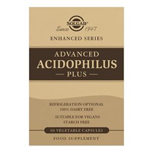 solgar advanced acidophilus plus, 60 vegetable capsules – supports healthy intestinal flora – 500 million microorganisms per serving – gluten & dairy free – vegetarian – 60 servings