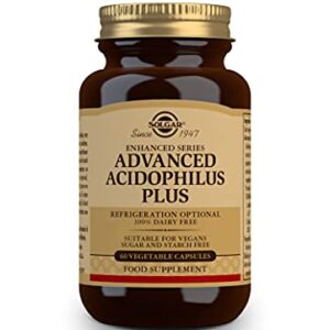 Solgar Advanced Acidophilus Plus, 60 Vegetable Capsules - Supports Healthy Intestinal Flora - 500 Million Microorganisms Per Serving - Gluten & Dairy Free - Vegetarian - 60 Servings