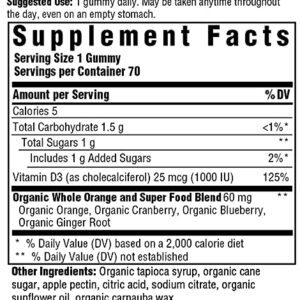 ​MegaFood D3 1000 IU (25 mcg) Gummy - Vitamin D Supplement for Bone, Muscle & Immune Support - Non-GMO, Gluten-Free - Mixed Fruit - 70 Count